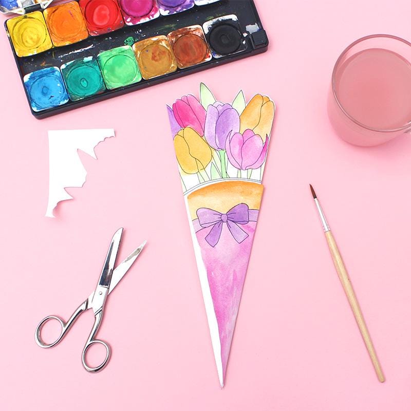 Flower Bouquets | DIY Paper Flower Craft | Cut-and-fold Flower Bouquets ...