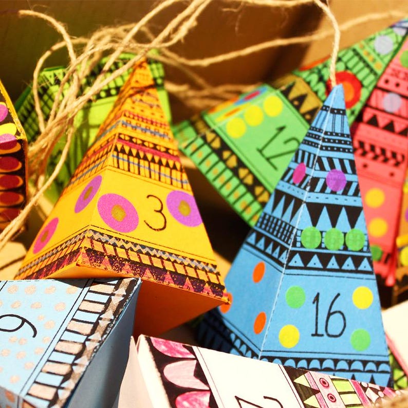 Advent Pyramids | DIY Advent Calendar | Printable Pyramid Templates ...