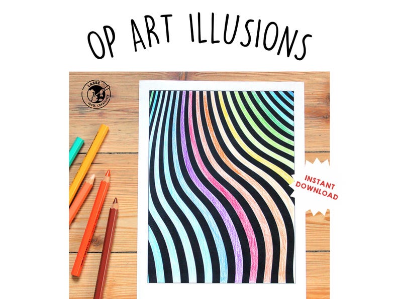 Op Art Illusions | Optical Art Coloring Templates | DIY Optical ...