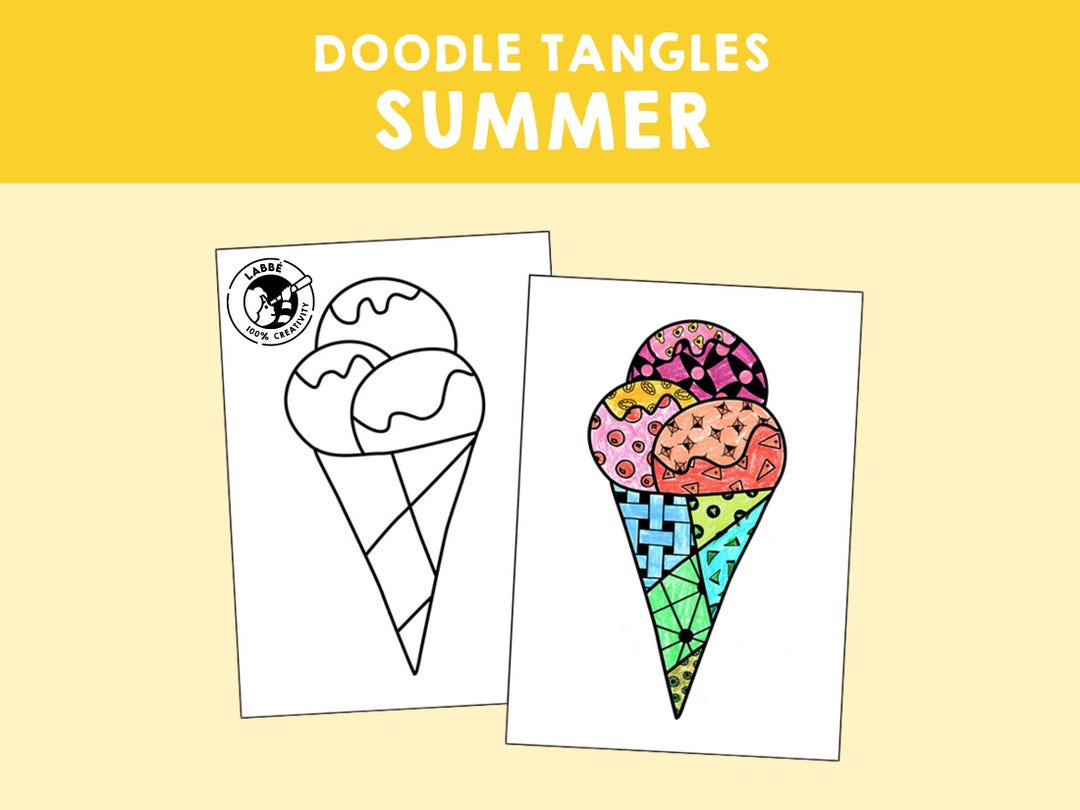 Doodle Tangles - Summer, Step-by-step Drawing Guide, Seasonal Motifs ...