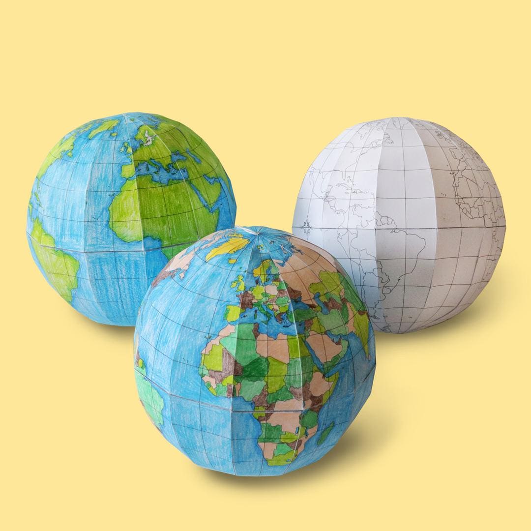 DIY Paper Globe Template: Educational Craft Project (diameter of 5.9 ...