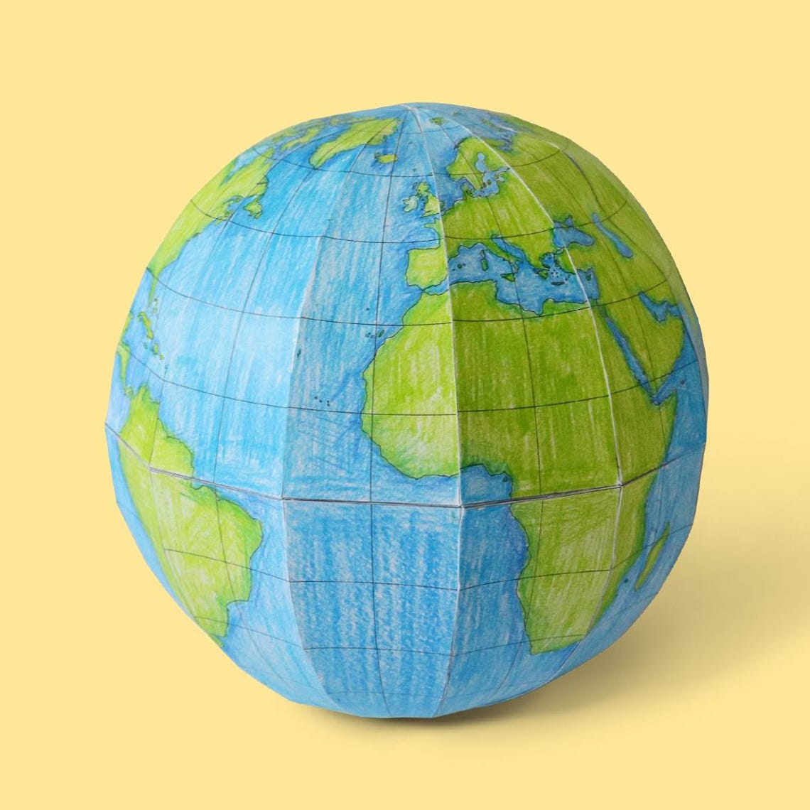DIY Paper Globe Template: Educational Craft Project (diameter of 5.9 ...