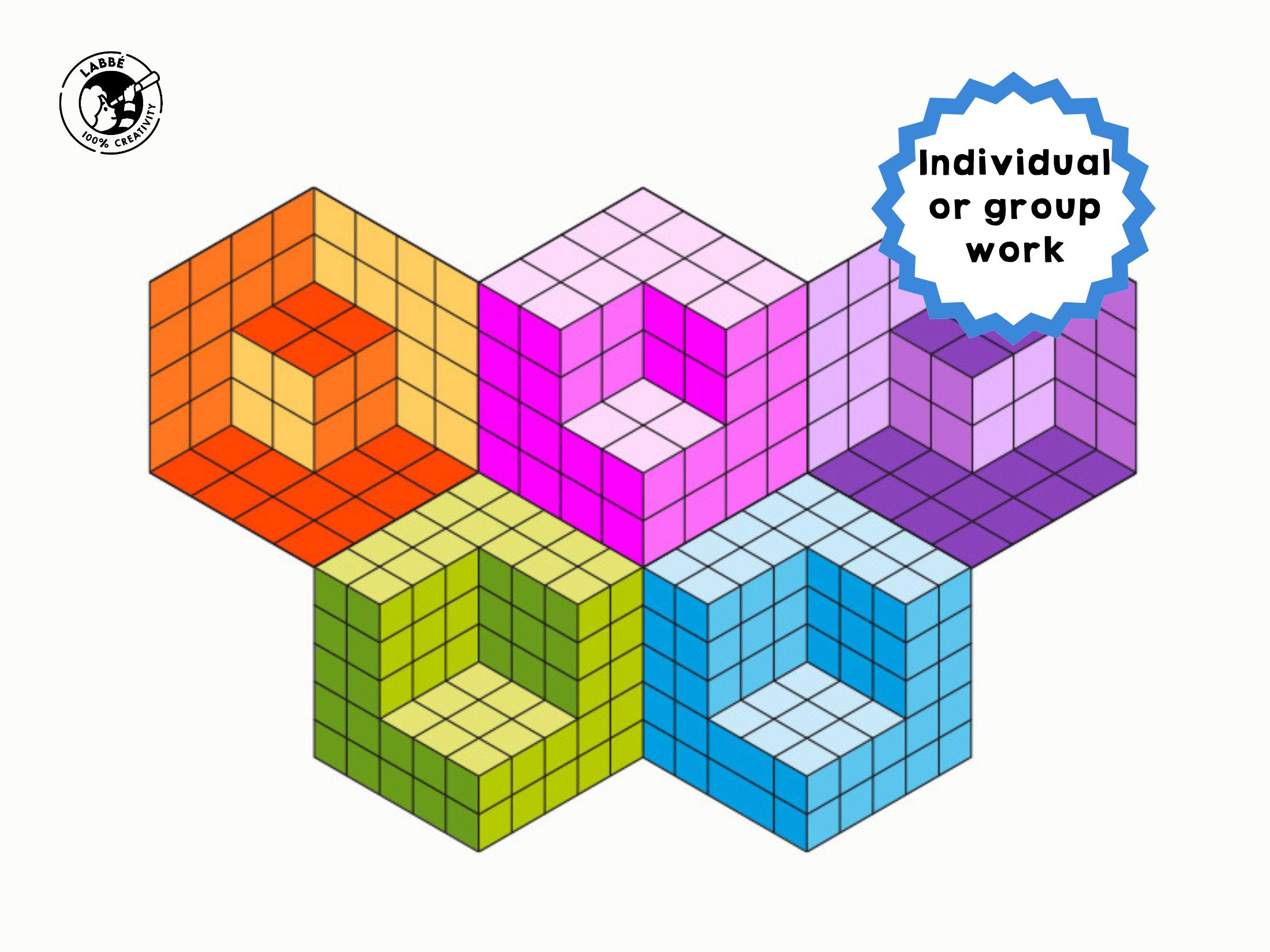 Cube Illusions | Optical Art DIY Guide | 3D Cube Templates | Group Art ...
