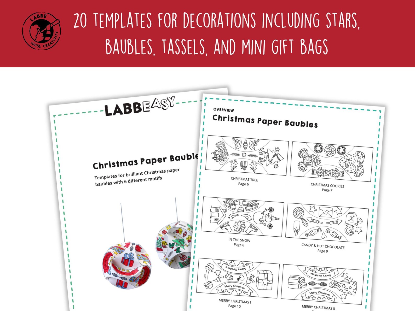 DIY Christmas Bauble Templates: Holiday Paper Craft (PDF Pattern) - Etsy