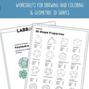 Geometric 3D Shapes | Polyhedra Drawing Worksheets | Educational Math ...