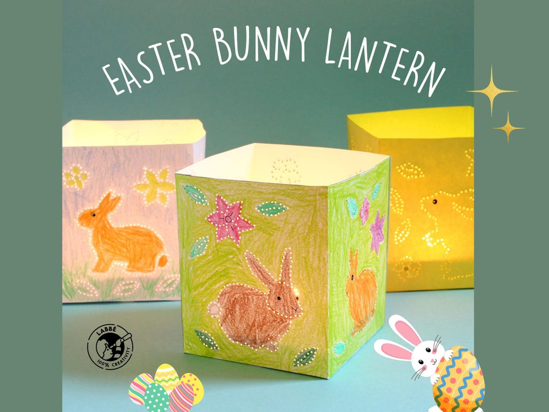 DIY Easter Bunny Lantern: Pierced Paper Craft (PDF Pattern) - Etsy