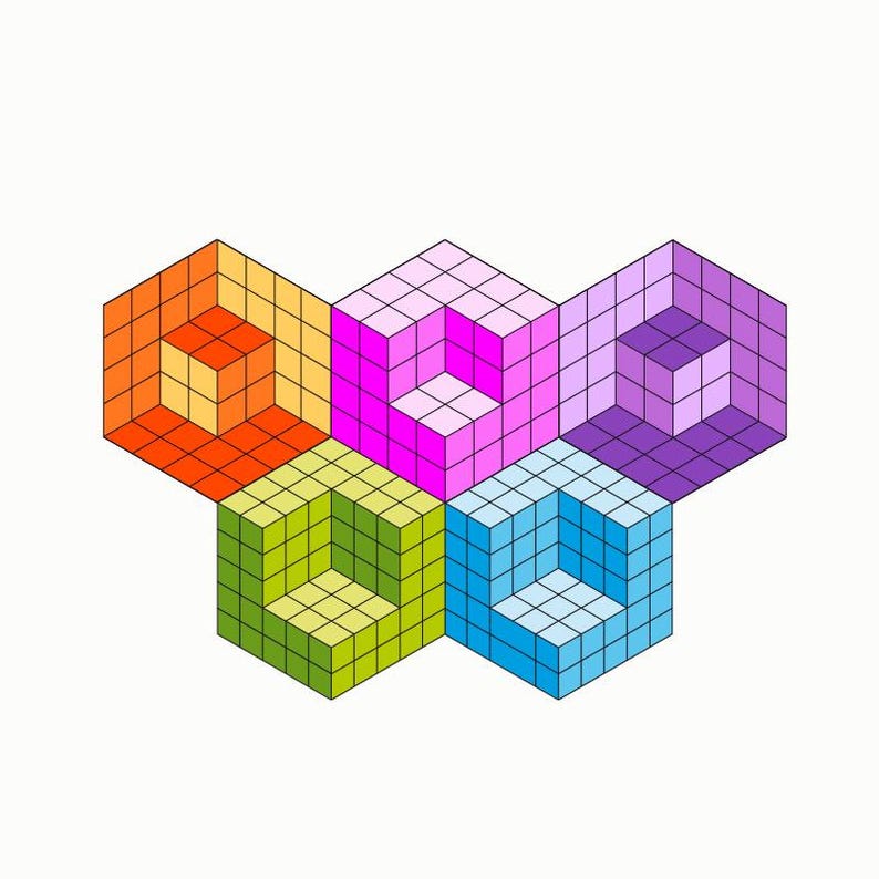 Cube Illusions | Optical Art DIY Guide | 3D Cube Templates | Group Art ...