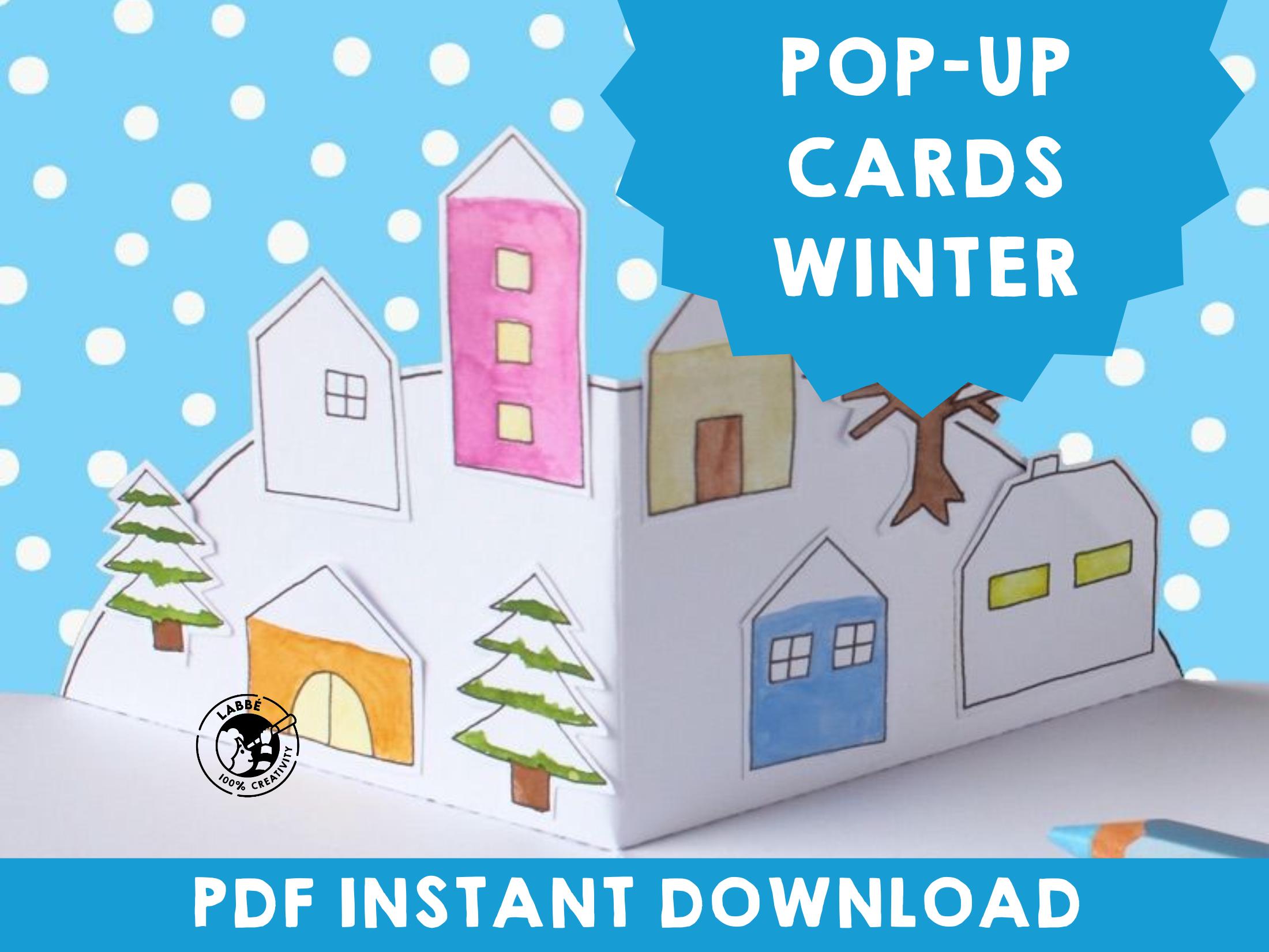 Winter Scene Pop-up Cards: DIY Holiday Craft Templates (PDF Pattern) - Etsy