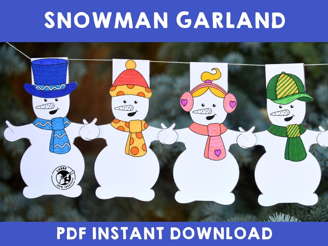 Snowman Garland | DIY Winter Decor | Printable Snowman Templates ...