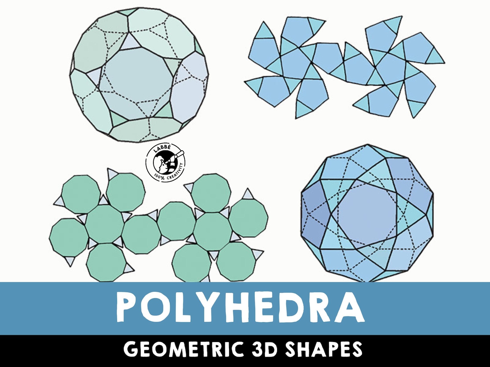 Geometric 3D Shapes | Polyhedra Drawing Worksheets | Educational Math ...