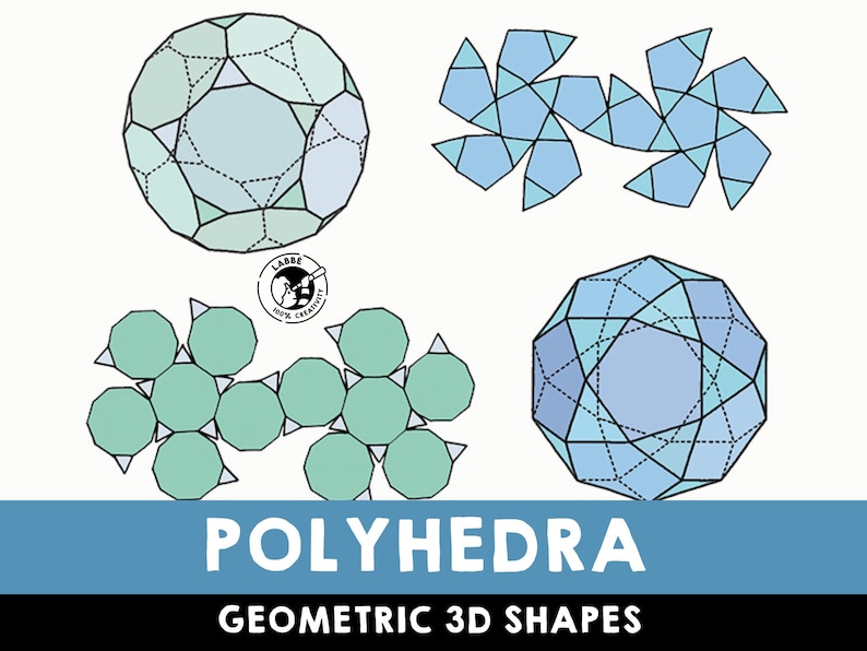 Geometric 3D Shapes | Polyhedra Drawing Worksheets | Educational Math ...
