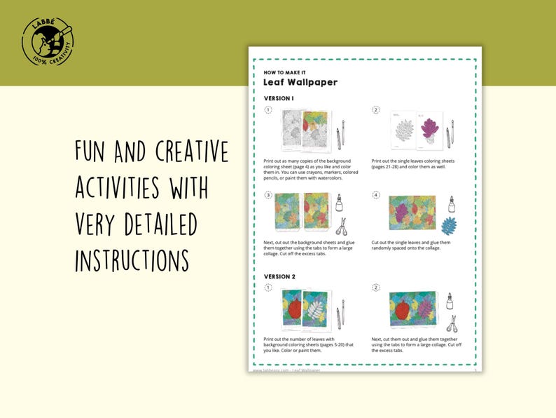 Leaf Wallpaper: DIY Printable Leaf Collage Templates (PDF Pattern) - Etsy