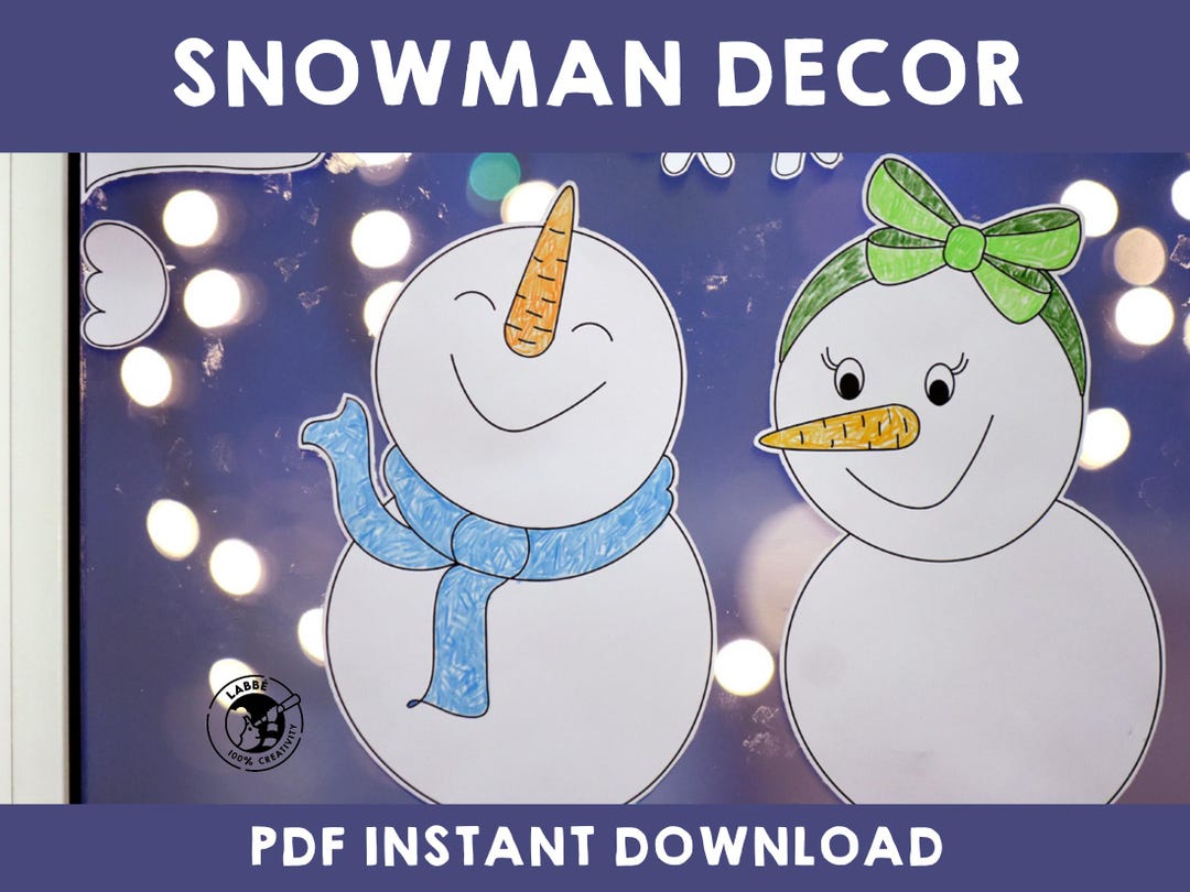 Printable Snowman Window Clings: DIY Winter Decor (PDF Pattern) - Etsy