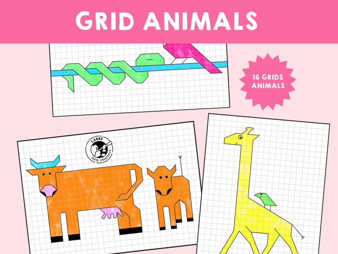 Grid Animals | DIY Grid Drawing Templates | Printable Animal Drawing ...