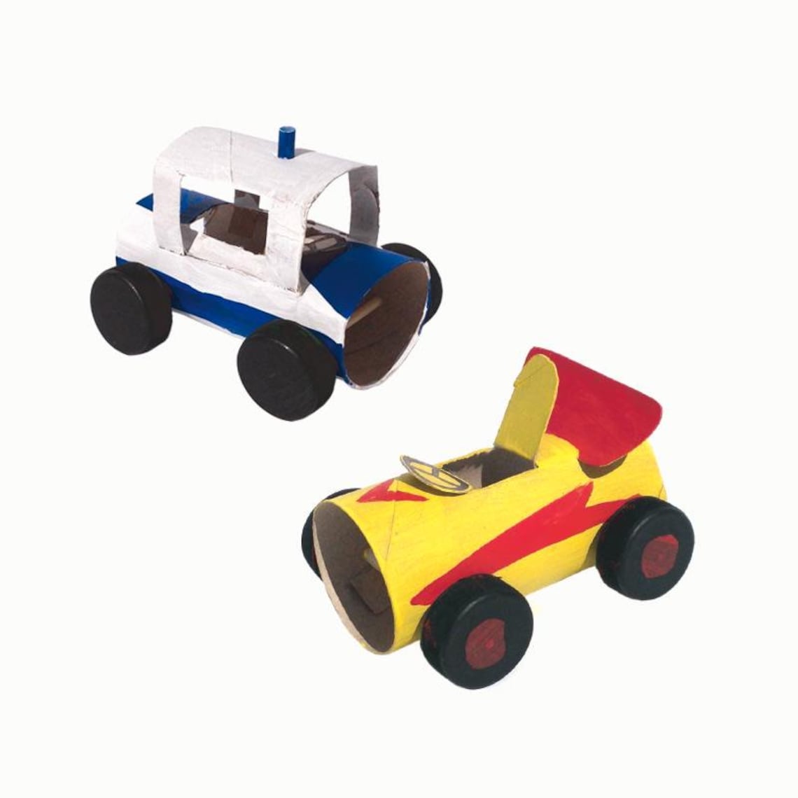 Cardboard Roll Cars Craft: DIY Recycled Toy Cars (instructions) - Etsy