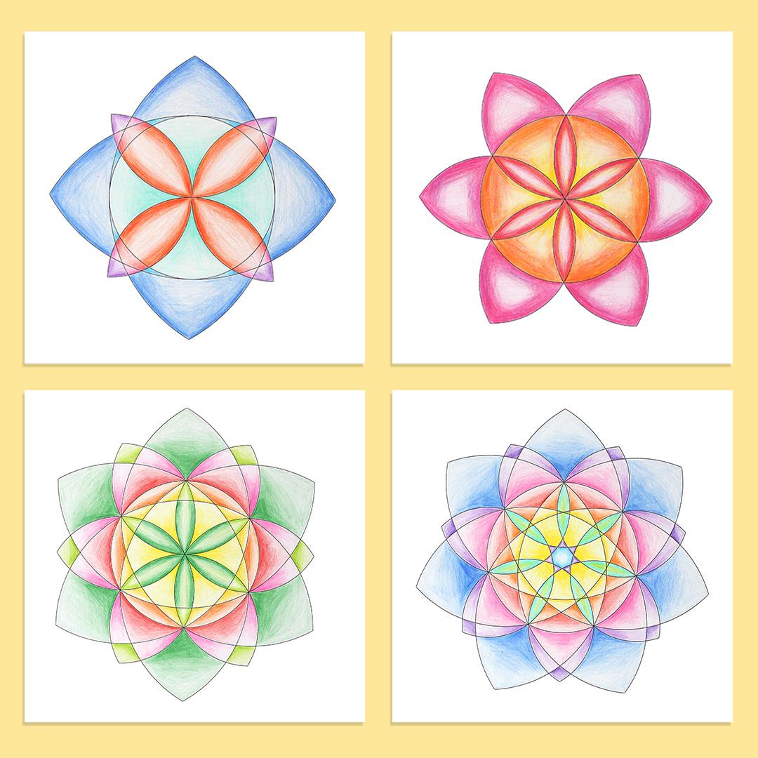 Compass Art Activity: Geometric Coloring Pages (PDF Download) - Etsy