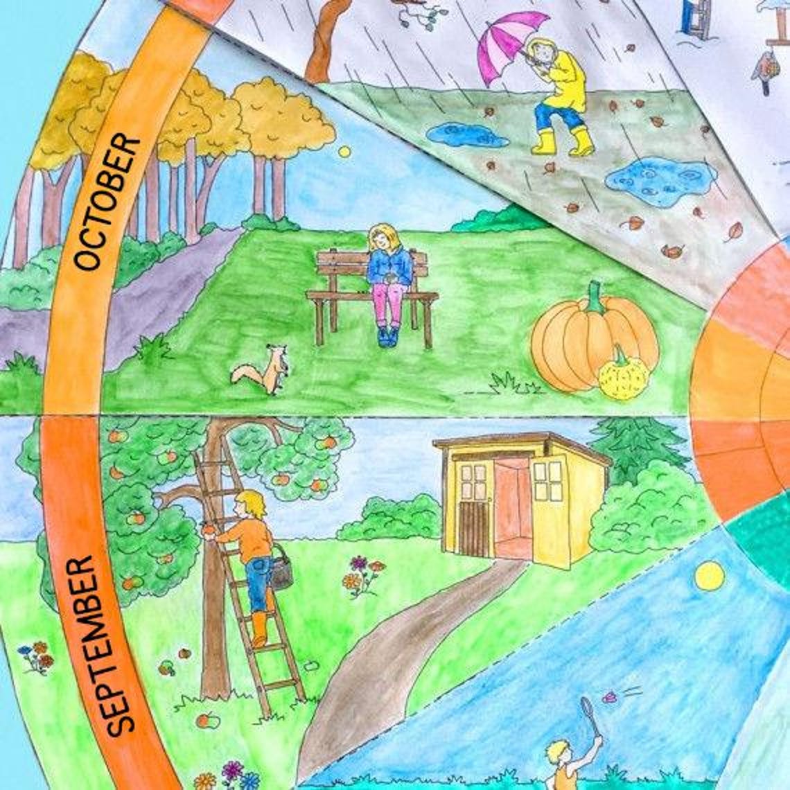 Year Circle Calendar Template | DIY Printable Calendar | Monthly ...