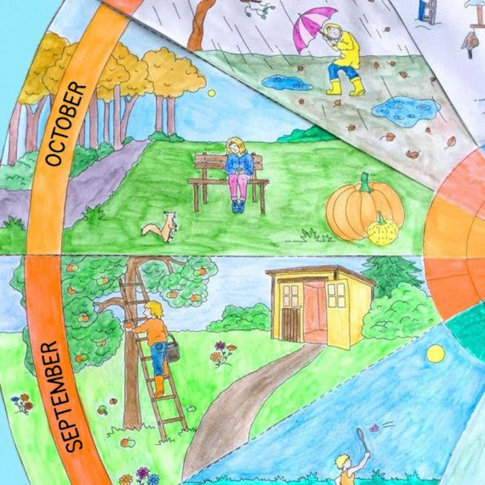 Year Circle Calendar Template | DIY Printable Calendar | Monthly ...