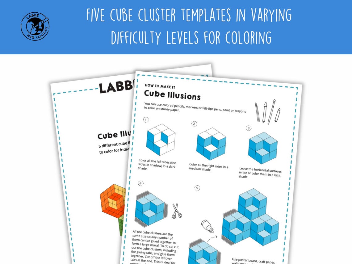 Cube Illusions | Optical Art DIY Guide | 3D Cube Templates | Group Art ...