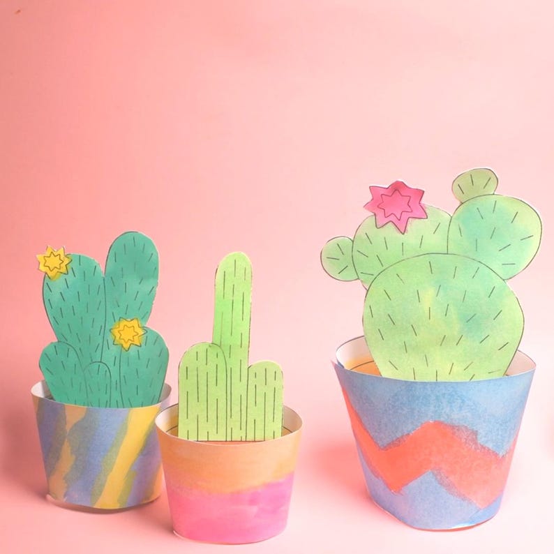 DIY Paper Cactus Craft: 6 Templates, Kids Activity (PDF Download) - Etsy
