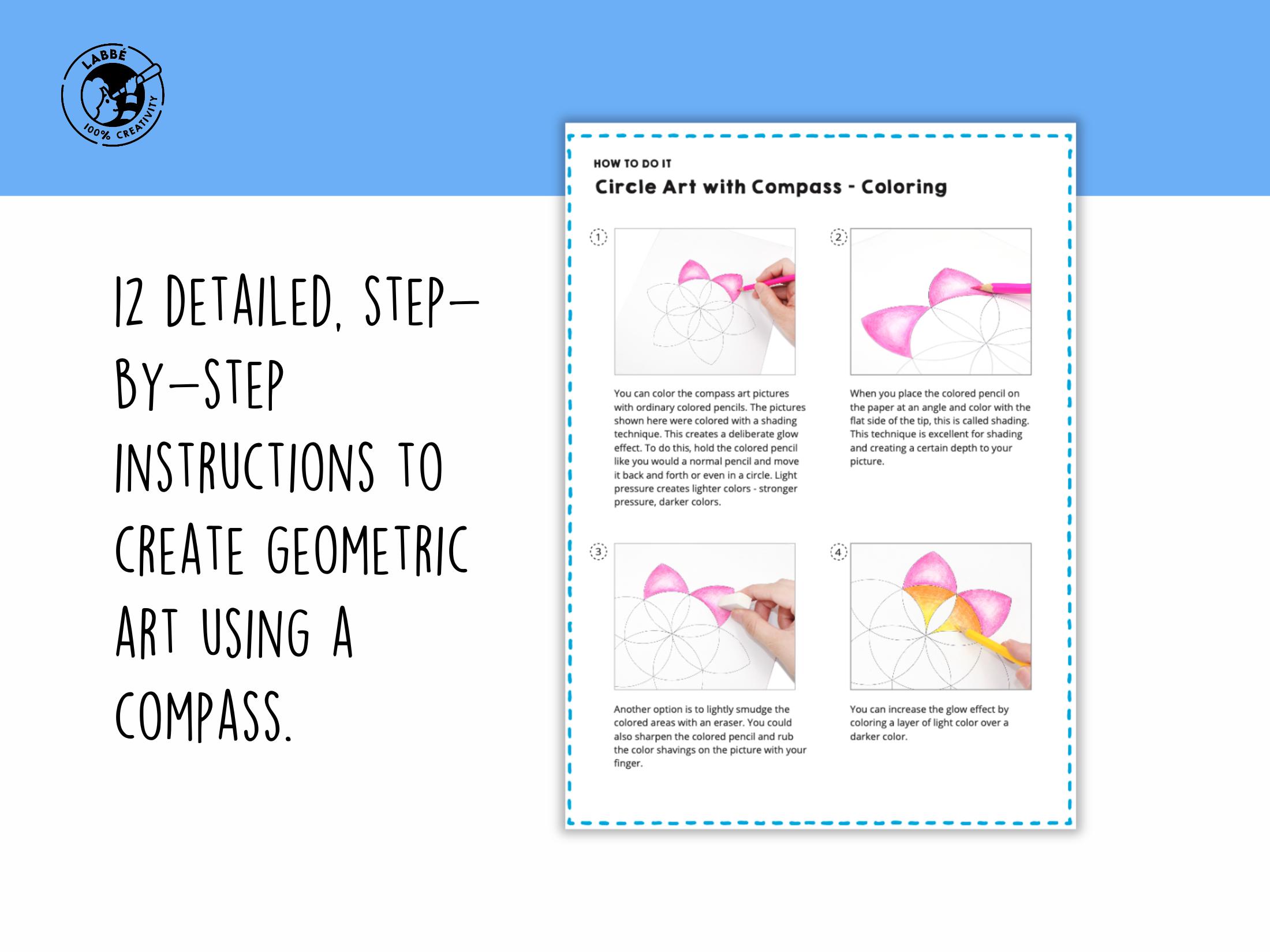 Compass Art Activity: Geometric Coloring Pages (PDF Download) - Etsy