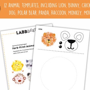 Fork-print Animal Templates: Fun DIY Kids Craft (PDF Download) - Etsy
