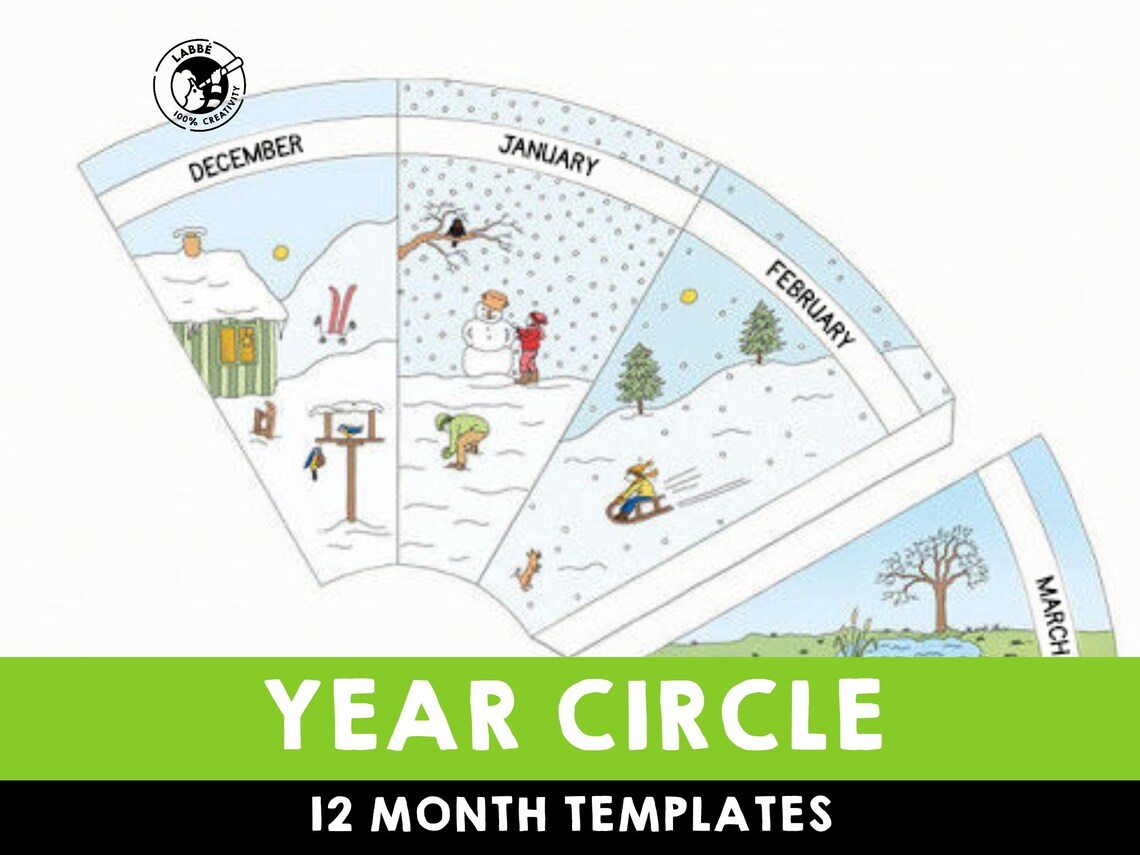 Year Circle Calendar Template | DIY Printable Calendar | Monthly ...