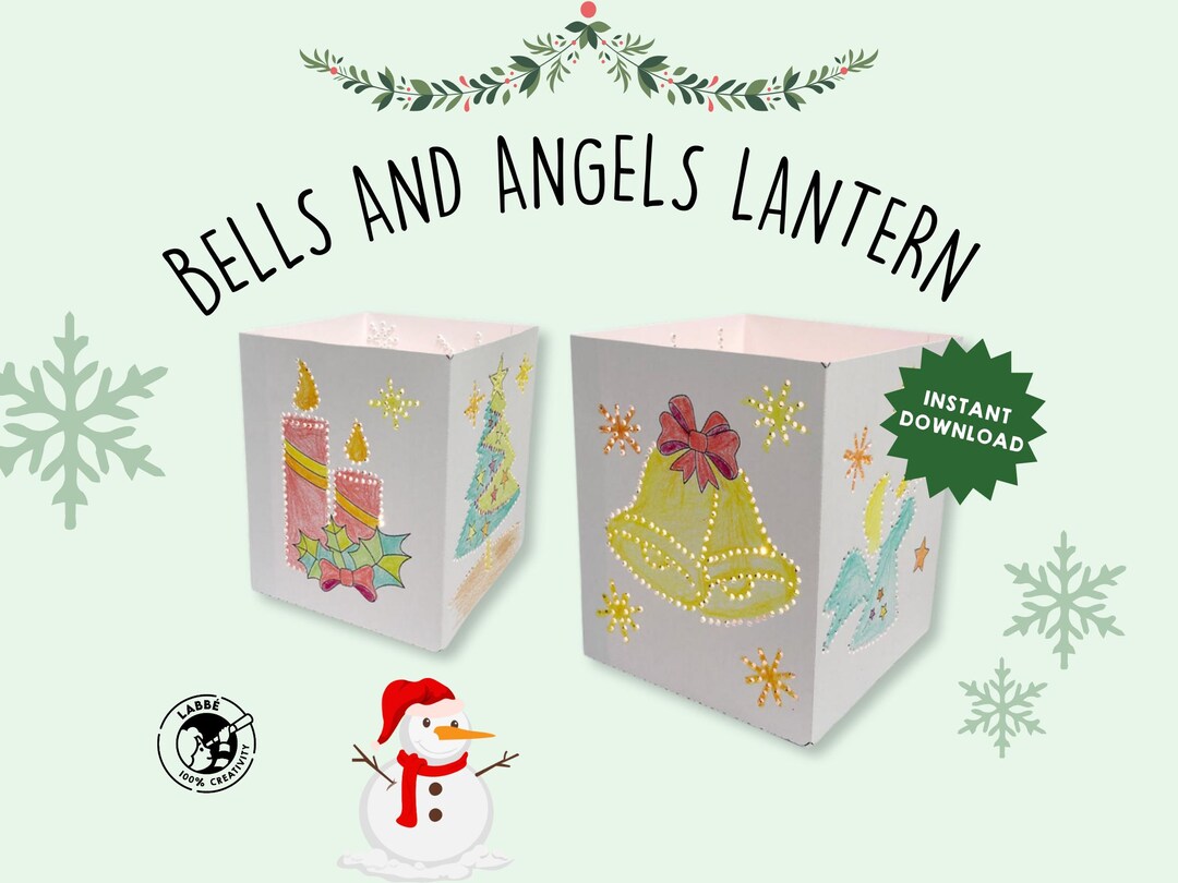 Bells and Angels Lantern | DIY Christmas Lantern | Printable Holiday ...