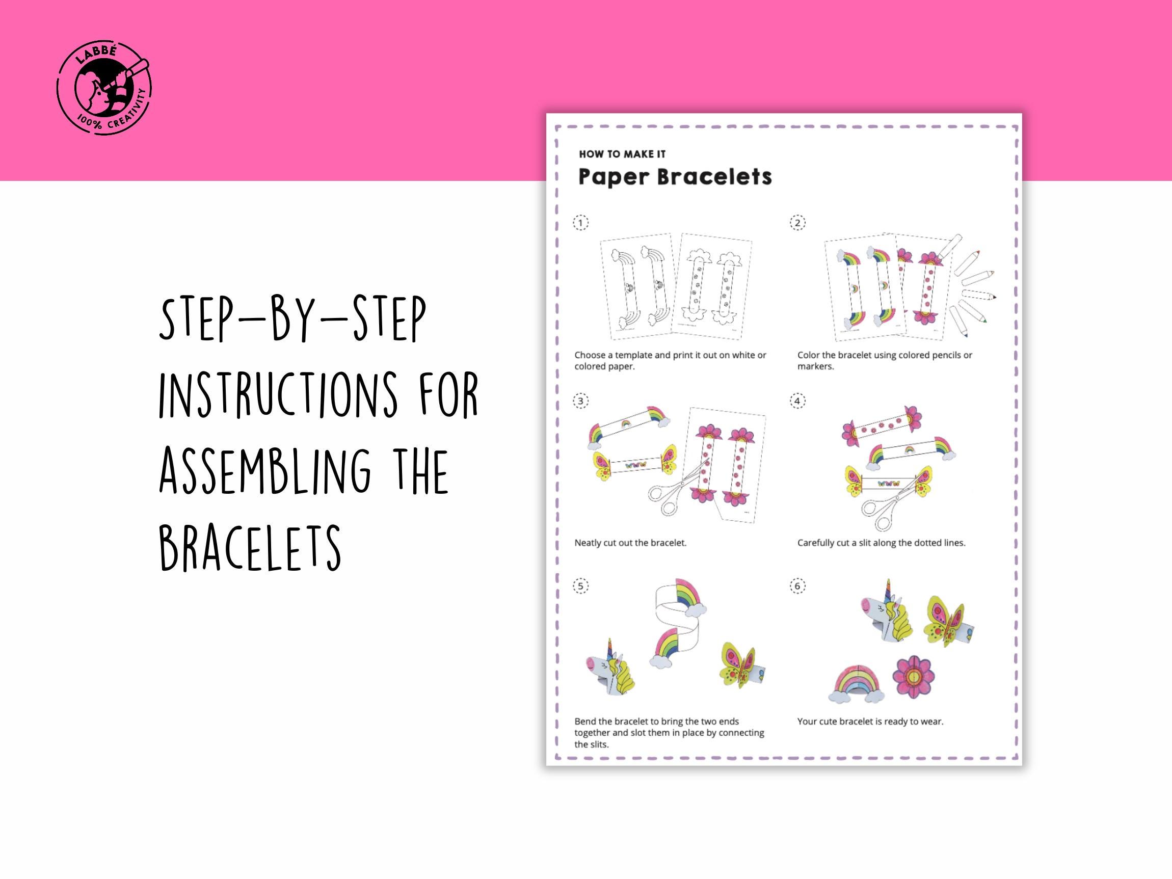 DIY Paper Bracelet Templates: Kids Jewelry Craft (PDF Pattern) - Etsy