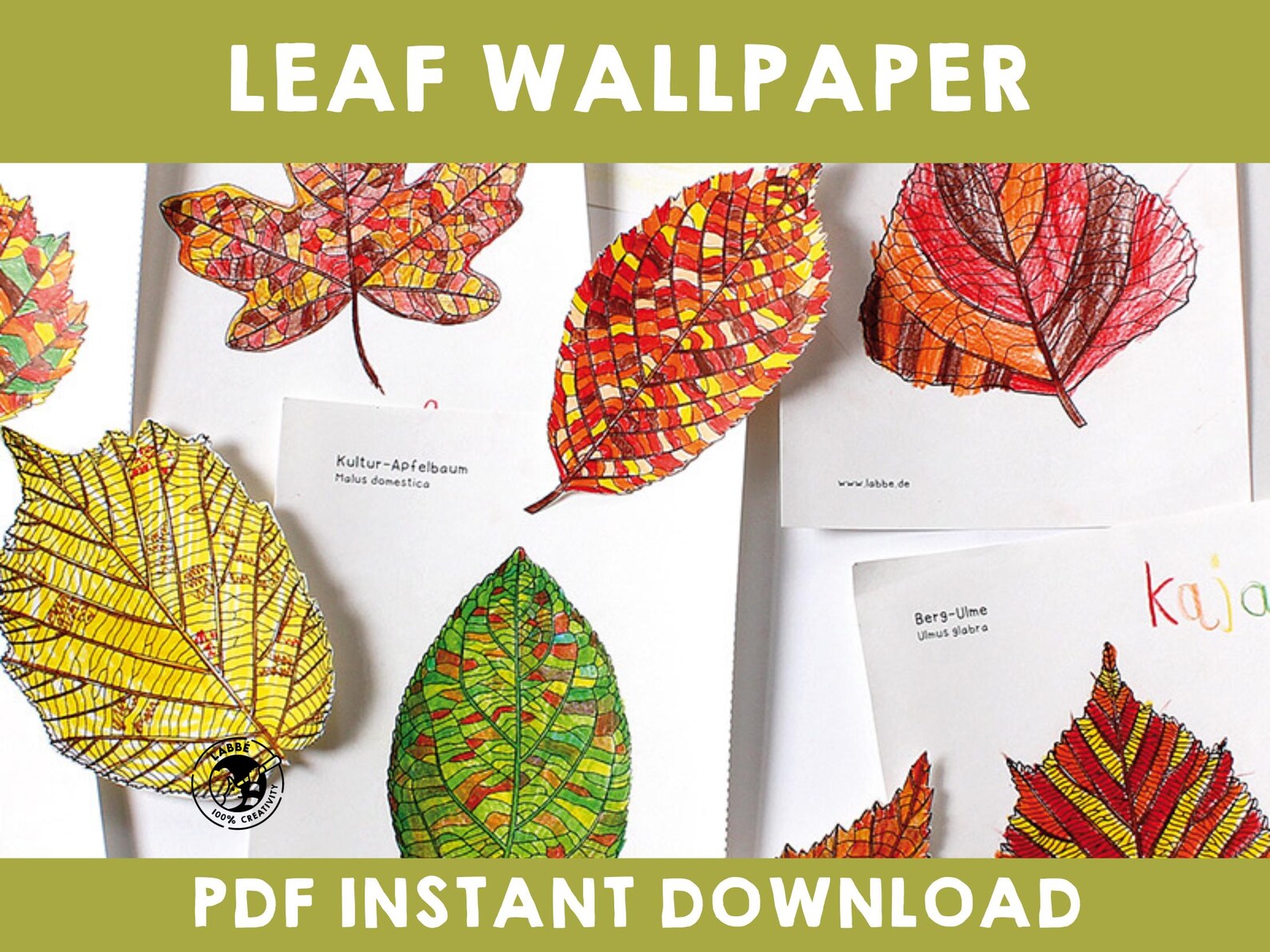 Leaf Wallpaper: DIY Printable Leaf Collage Templates (PDF Pattern) - Etsy