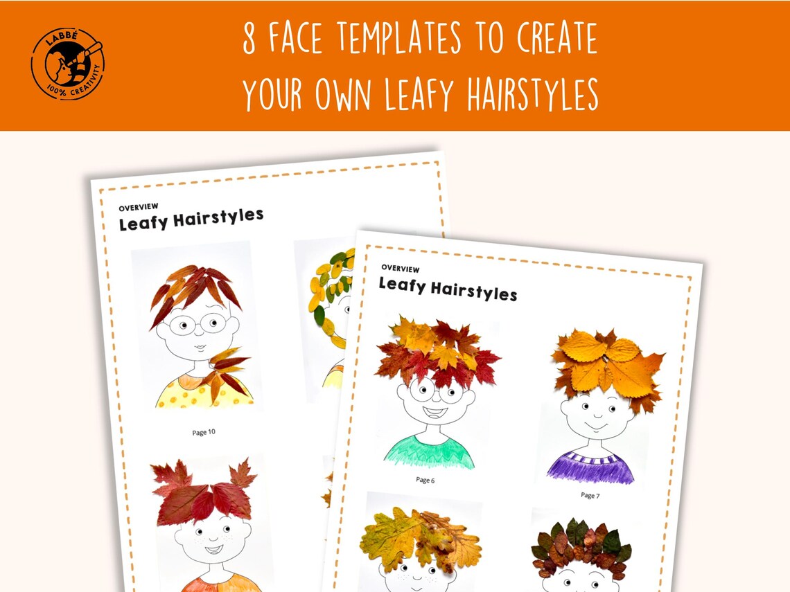 Fall Leaf Art: DIY Hairstyles, Printable Faces (PDF Pattern) - Etsy