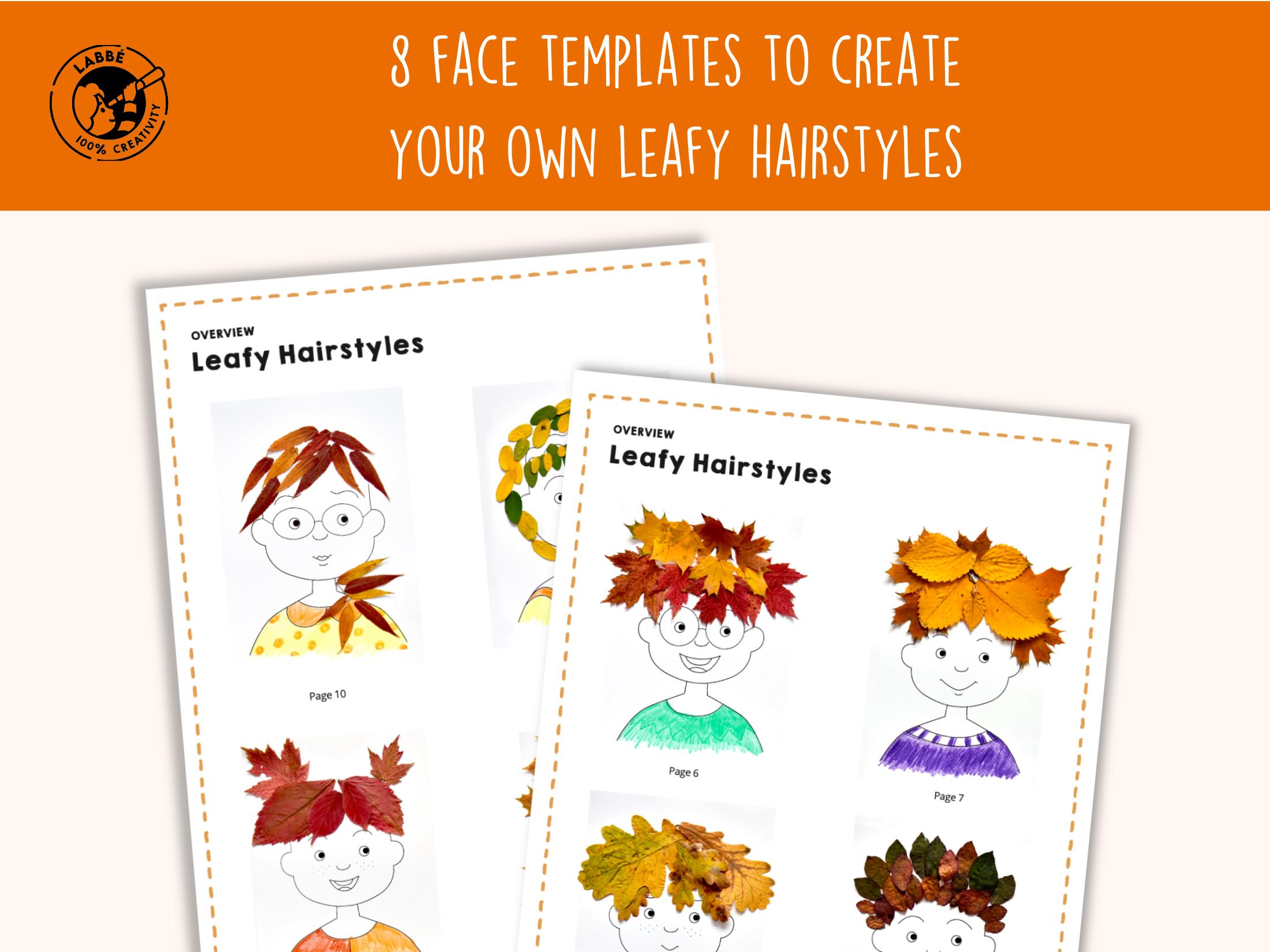 Fall Leaf Art: DIY Hairstyles, Printable Faces (PDF Pattern) - Etsy