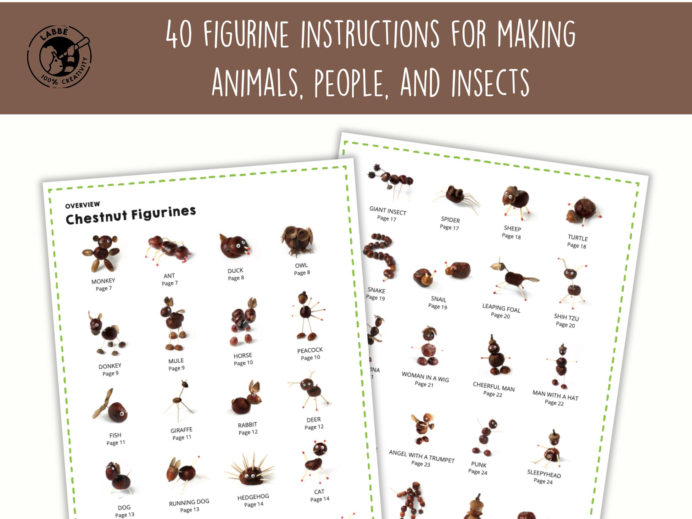 Chestnut Figurine Guide: 40 Autumn DIY Craft Templates (step-by-step ...
