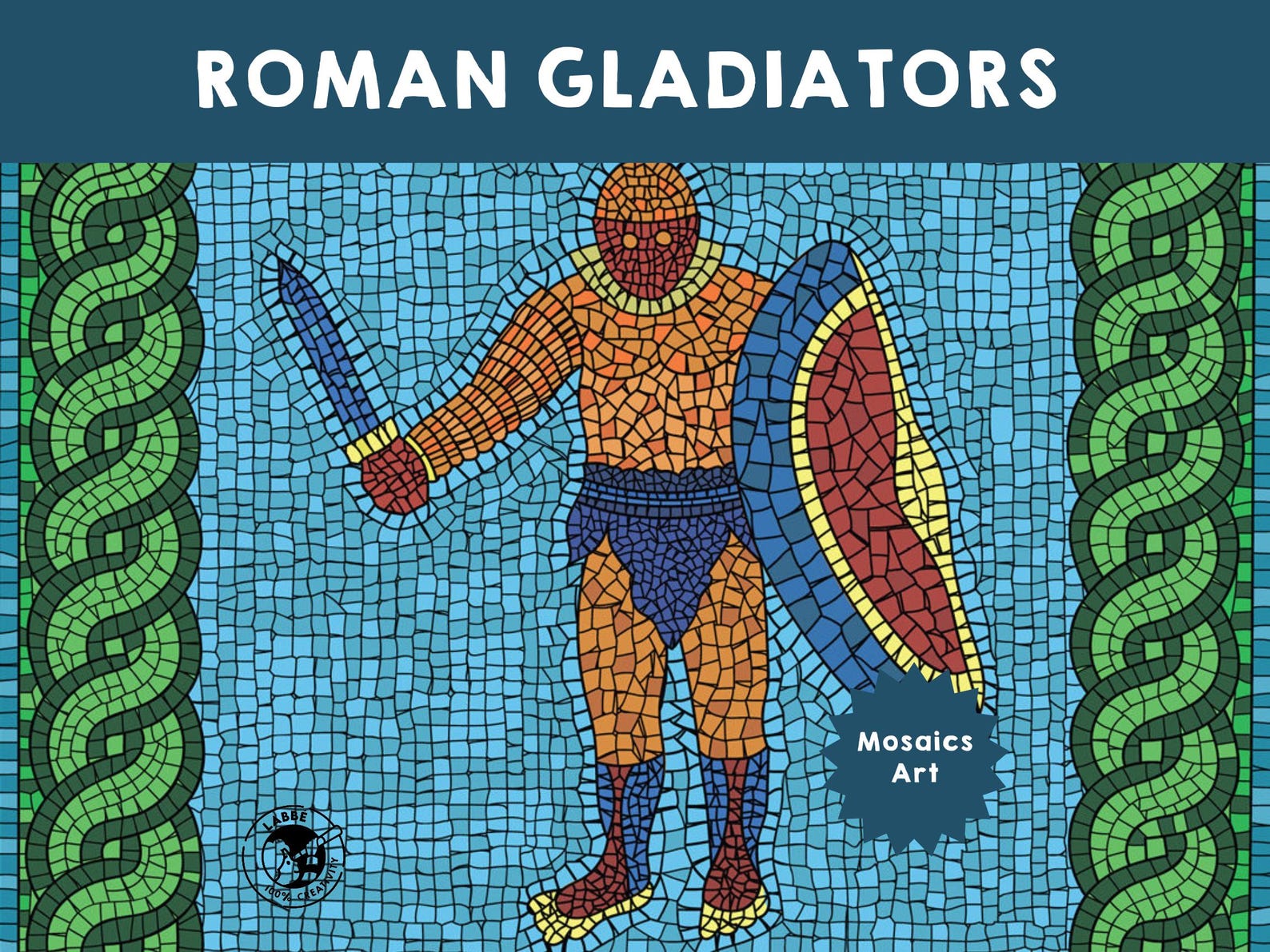 Mosaics - Roman Gladiators | Historical Coloring Templates | DIY ...