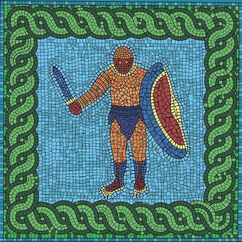 Mosaics - Roman Gladiators | Historical Coloring Templates | DIY ...