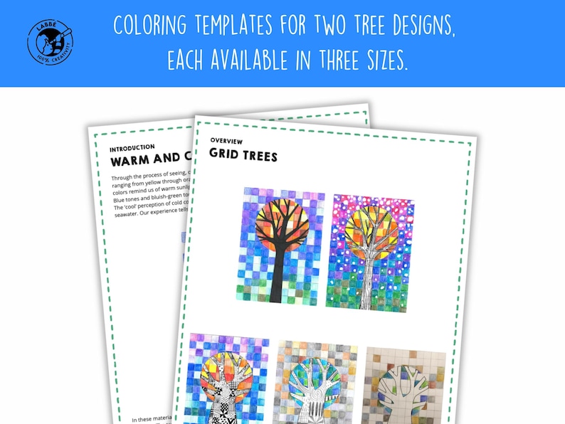 Grid Trees | Warm and Cold Colors | Creative Coloring Activity | Poster ...