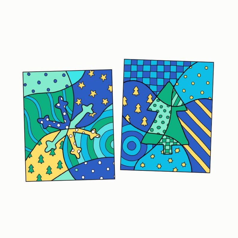 Winter Pop Art Coloring Pages: DIY Craft Templates (PDF) - Etsy