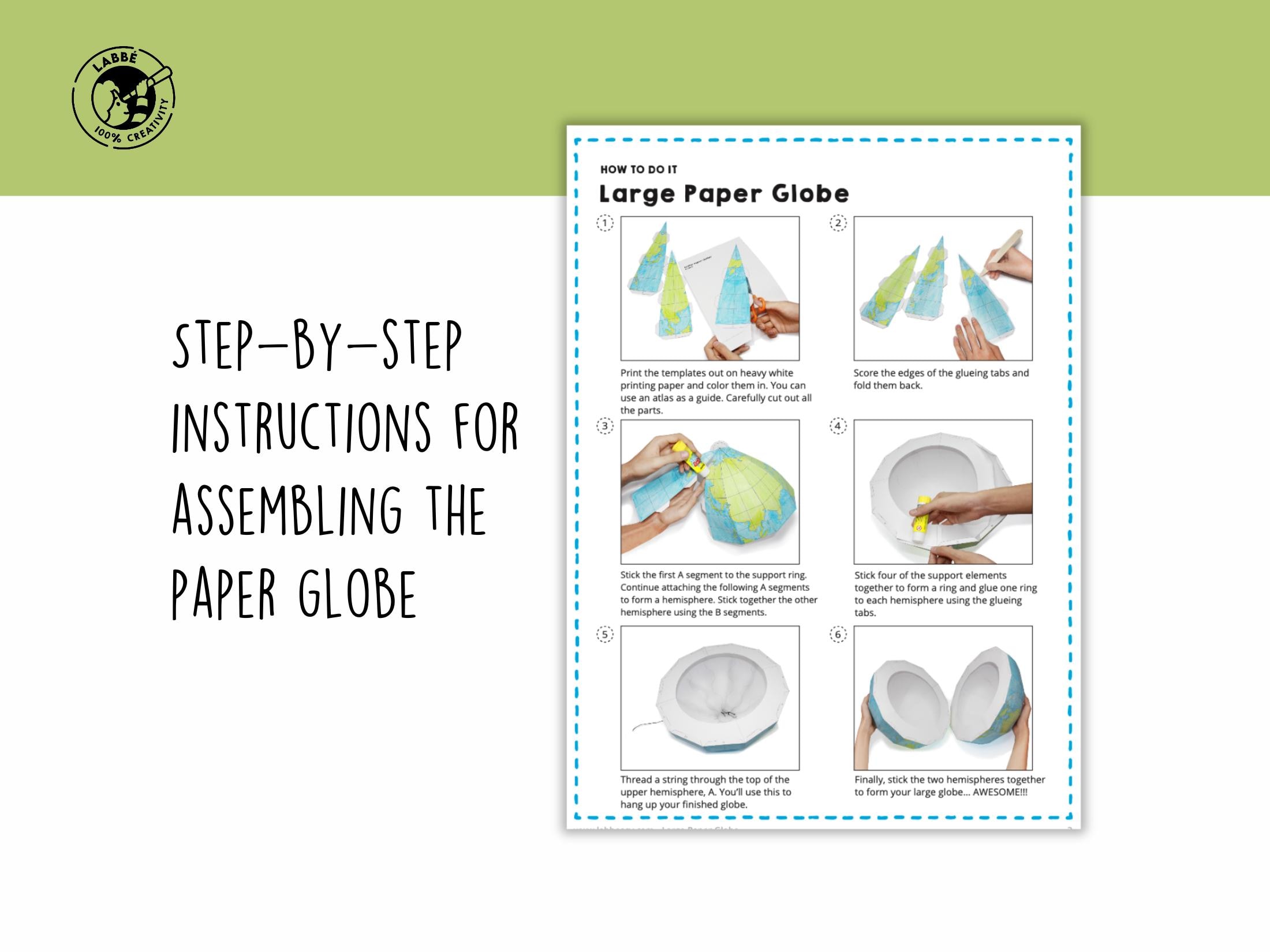 Large Paper Globe DIY Craft: 3D Geography Project (PDF Pattern) - Etsy