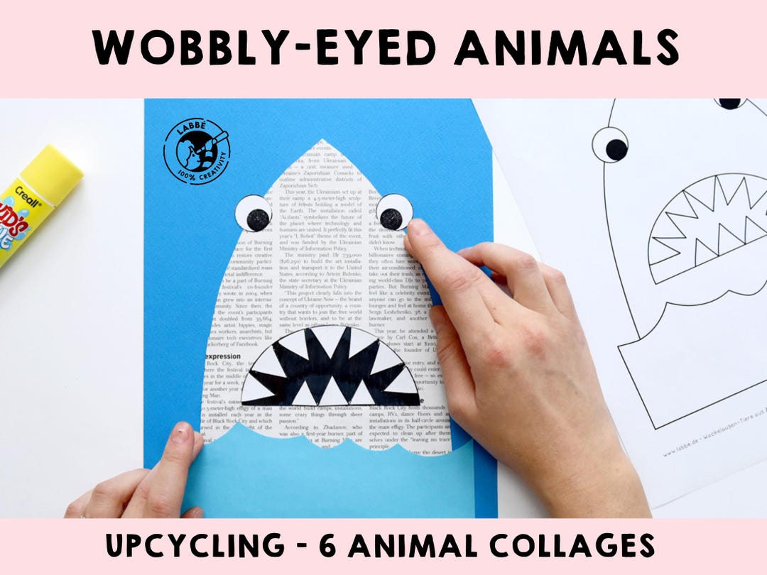 Wobbly-eyed Animal Collage Templates: Upcycled Art Craft (PDF) - Etsy