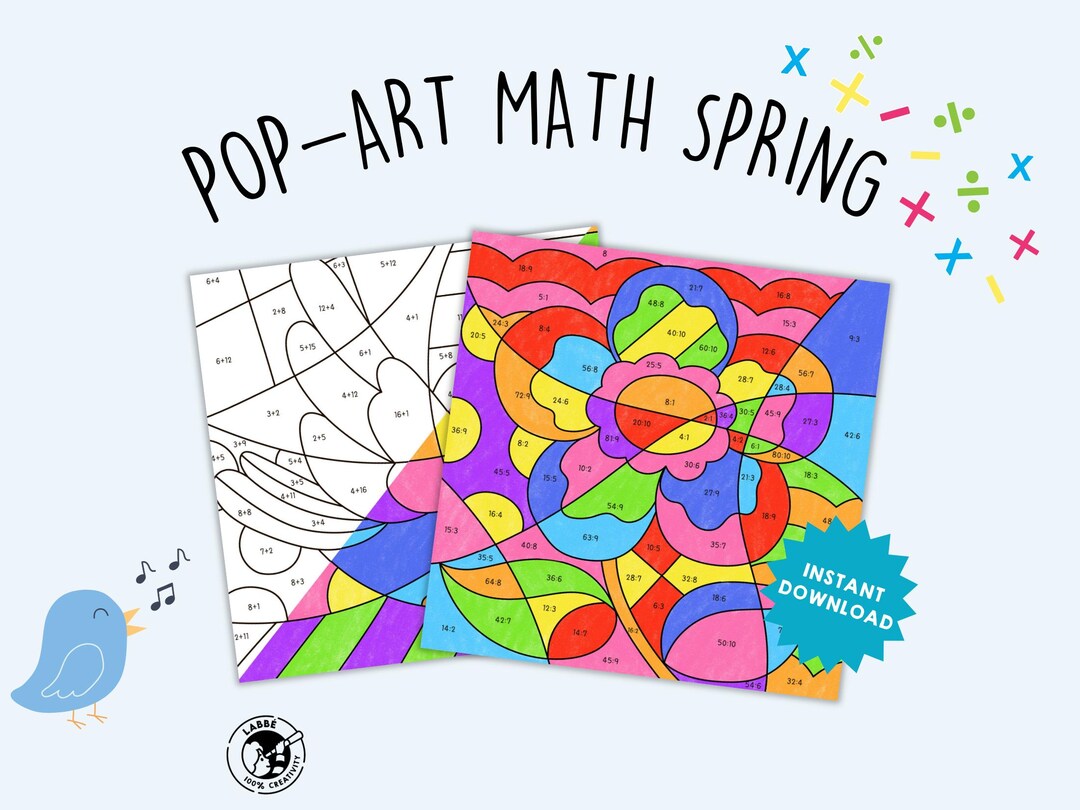 Pop-art Math Spring | Math Coloring Worksheets | Spring Math Activity ...