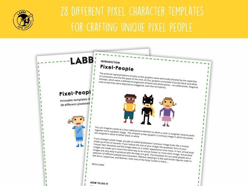 Pixel People | DIY Pixel Art Craft | Printable Pixel Character ...