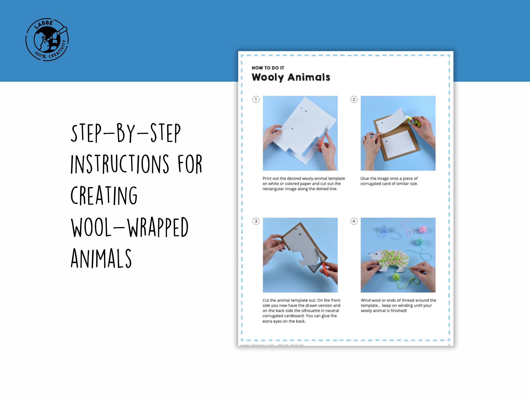 Wooly Animals Craft: DIY Animal Templates (PDF Download) - Etsy