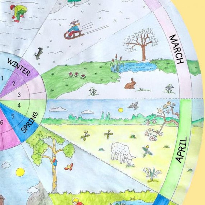 Year Circle Calendar Template | DIY Printable Calendar | Monthly ...