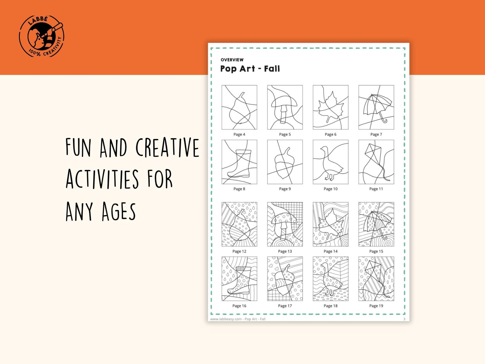 Fall Pop Art Coloring Pages: 16 Autumn Templates (PDF Download) - Etsy