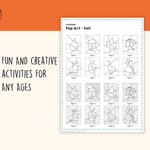 Fall Pop Art Coloring Pages: 16 Autumn Templates (PDF Download) - Etsy