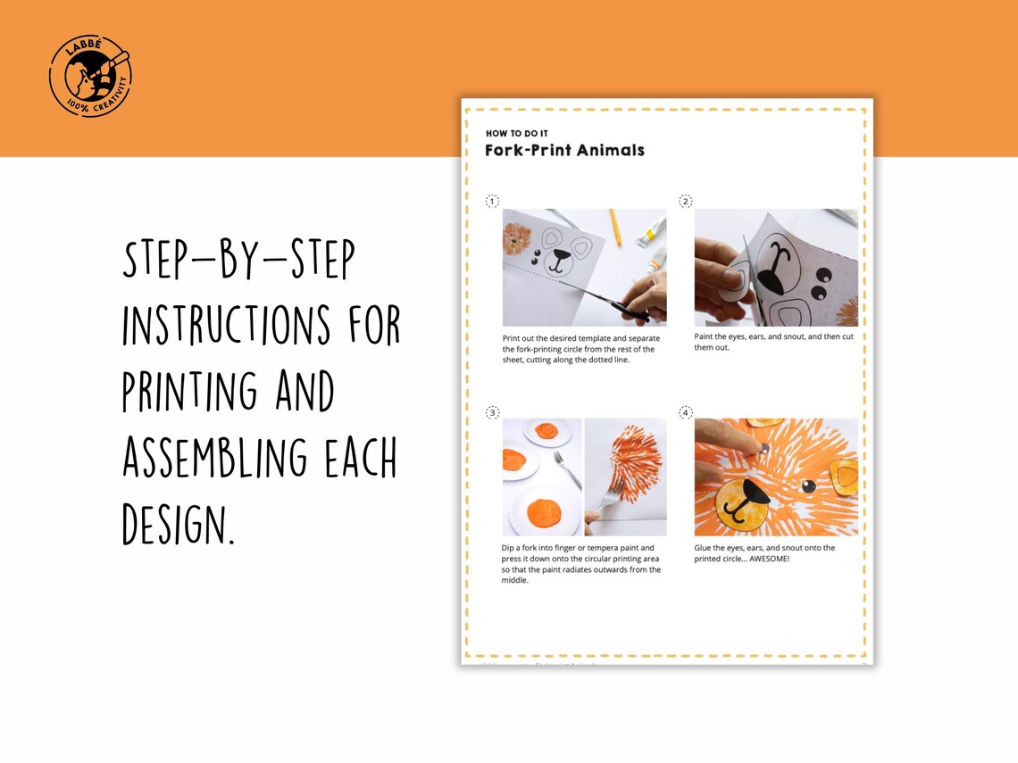 Fork-print Animal Templates: Fun DIY Kids Craft (PDF Download) - Etsy