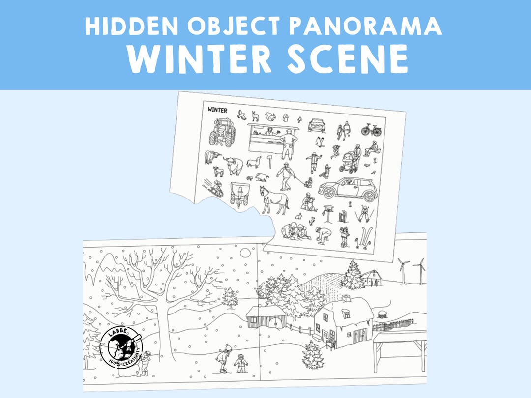 Winter Scene Hidden Object Panorama: DIY Craft Activity (PDF) - Etsy