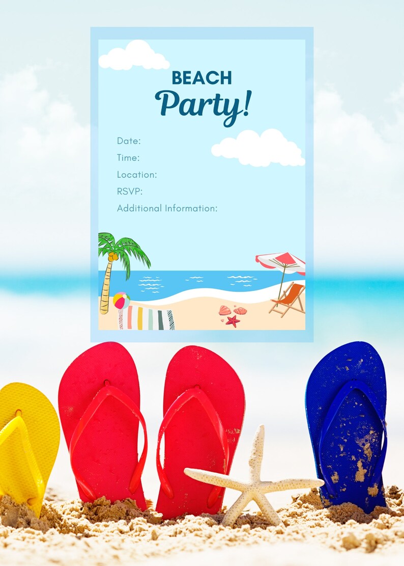 Beach Party Invitation - Etsy