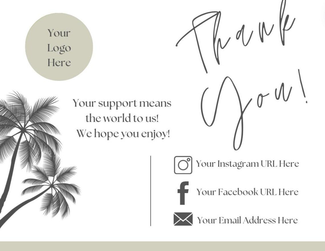 Template, Business Thank You Card, Package Slip, Coastal Template ...