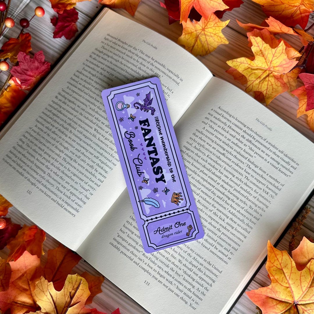 Fantasy Book Club Ticket Bookmark,fantasy Reader, Romance Fantasy ...